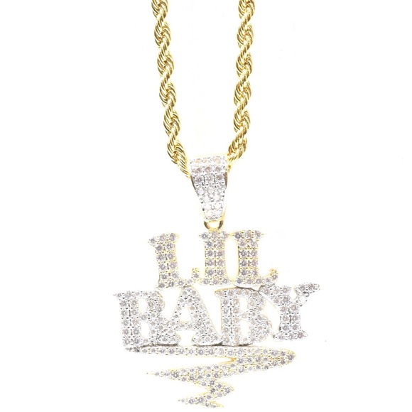 Accessories | Two Tone Finish Lab Diamond Lil Baby Charm Chain | Poshmark